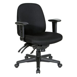 office star ergonomic mid back office desk chair with adjustable height, tilt, and padded arm rests, icon black fabric