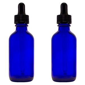 greenhealth - pack of 2 - cobalt blue glass bottle 2oz with glass dropper