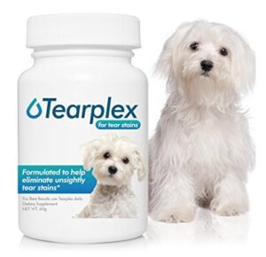 tearplex tear stain supplement for dogs and cats, #1 rated natural tear stain product - made in the usa, 100% tylosin free, veterinarian trusted - beef flavored