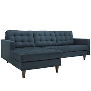 modway empress mid-century modern upholstered fabric left-arm facing sectional sofa in azure