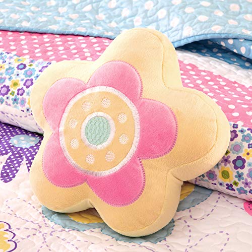 Mi Zone Kids Crazy Daisy Bedding For Girls Reversible Quilt Set - Sky Blue, Pink , Flowers, Butterfly, Polka Dots Reverse – Ultra Soft Microfiber Coverlet, Twin 3 Piece