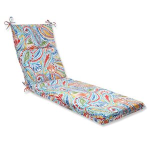 pillow perfect paisley indoor/outdoor split back chaise lounge cushion with ties, plush fiber fill, weather, and fade resistant, 72.5" x 21", blue/multi ummi,