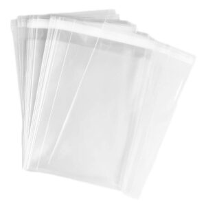 uniquepacking 100 pcs 6 1/2 x 9 1/2 clear resealable cello/cellophane (6.5x9.5) bags good for 6x9 items