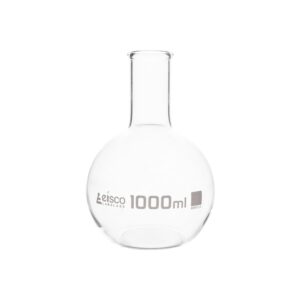 eisco boiling flask, 1000ml - borosilicate glass - flat bottom, narrow neck