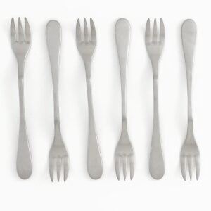 Knork 18/0 Stainless Steel Cocktail Fork (Set of 6), Matte Silver