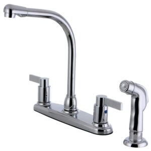 kingston brass fb2751ndlsp nuvofusion 8" centerset kitchen faucet, 7-inch in spout reach, polished chrome