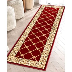 well woven timeless fleur de lis red formal area rug 2'3" x 7'3" runner