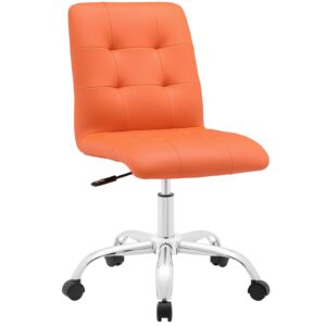 modway prim ribbed armless mid back swivel conference office chair in orange