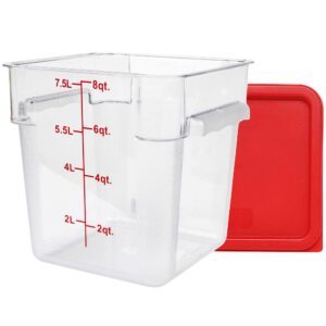 tiger chef 8 quart commercial grade clear food storage square polycarbonate containers with red lids