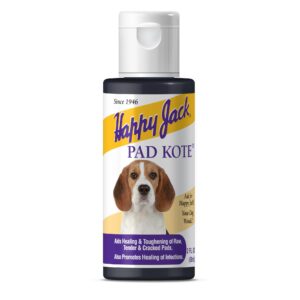 happy jack pad kote paw soother for dogs, cats & horses (2 oz), paw lotion, moisturizer & soother for puppies & adults, protects from hot pavement & rough terrain, lick safe