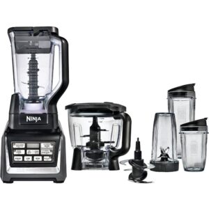 nutri ninja blender/food processor with auto-iq 1200-watt base, 72oz pitcher, 64oz processor bowl, 18, 24, and 32oz cups, and prep blades (bl682)