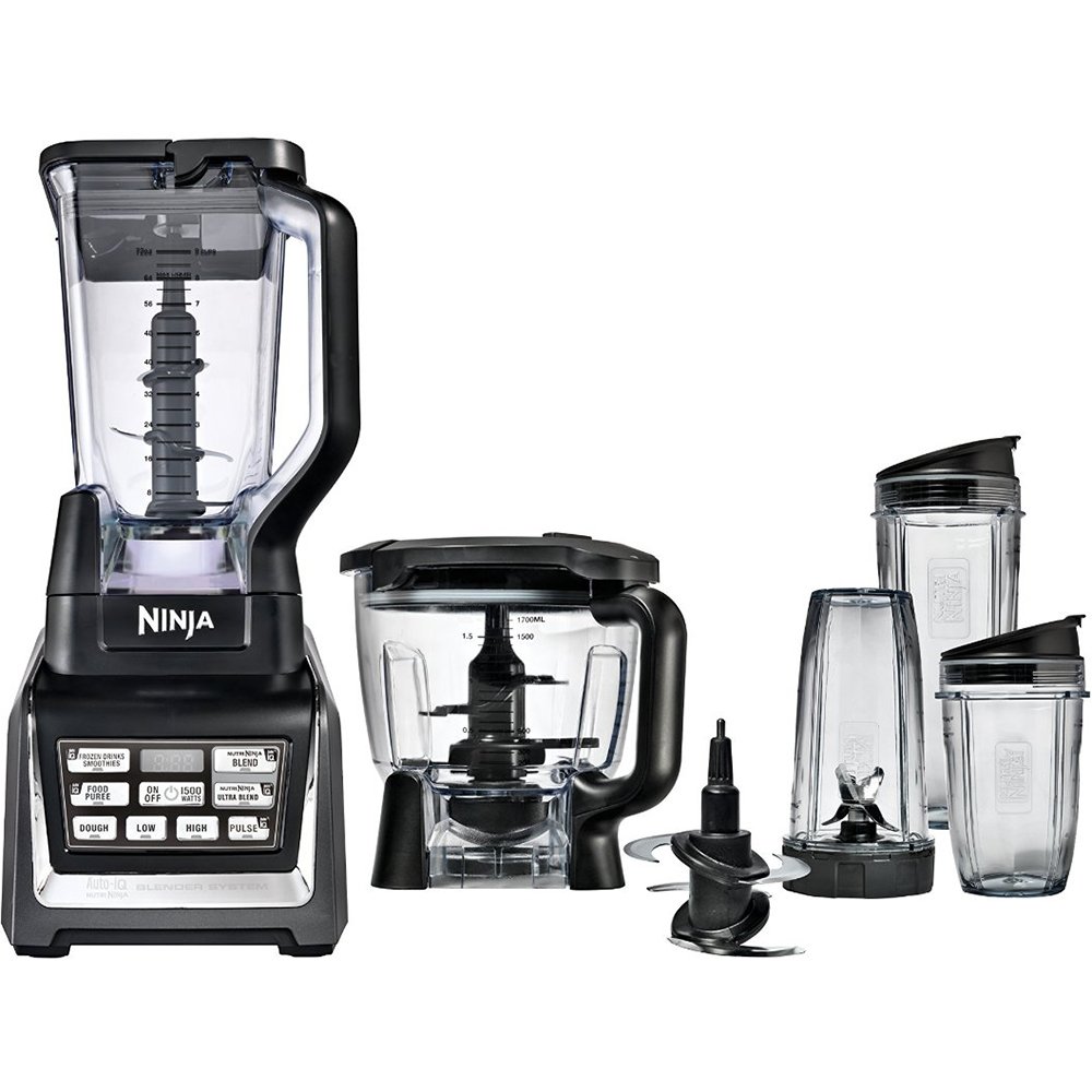 Nutri Ninja Blender/Food Processor with Auto-iQ 1200-Watt Base, 72oz Pitcher, 64oz Processor Bowl, 18, 24, and 32oz Cups, and Prep Blades (BL682)