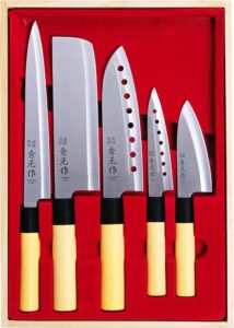 sumikama sp-005 5-piece set, sashimi knife, nagiri knife, santoku knife, petty knife, koide blade knife, set of 5