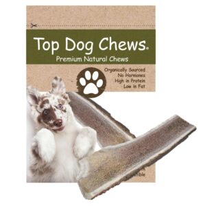 top dog chews - huge split elk antler (ideal for dogs over 40lbs) - (8-10 inches) - all natural and long lasting dog chew for aggressive chewers - 1 count