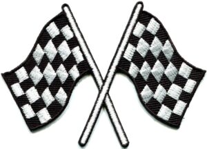 checkered flag chequered auto car racing rockabilly embroidered iron on patch applique