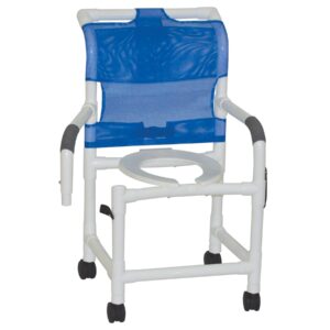 mjm international 118-3tw-dda standard shower chair with double drop arms, 300 oz capacity, 40.5" height x 22" width x 25.25" depth, royal blue/forest green/mauve