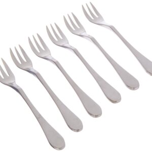 Knork 18/0 Stainless Steel Cocktail Fork (Set of 6), Matte Silver