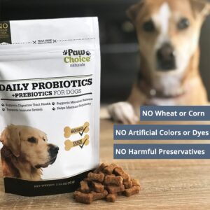 Paw Choice Probiotics for Dogs with Prebiotics - Daily Chews for Digestion, Regularity, Diarrhea Relief, Plus Supports Immune System and Health - Natural Supplement and Treat Made in USA