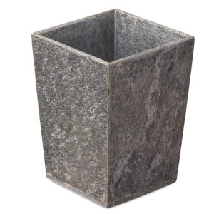 creative home natural slate stone waste basket trash can recycle bin garbage container for bathroom organize, 7.5" x 7.5" x 10" h, grey