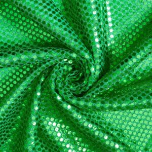 faux sequin knit fabric shiny dot confetti for sewing costumes apparel crafts by the yard (1 yard, green)