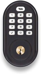 yale security inc. yrd-210-ha-0bp yale push button electronic deadbolt with zigbee (works with echo plus, samsung smartthings, wink and more) in oil rubbed bronze