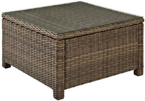 crosley furniture bradenton all weather rattan wicker outdoor sectional coffee table for patio, deck, porch, brown