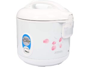 trc-04 cool touch 5-cup rice cooker and warmer with steam basket, white