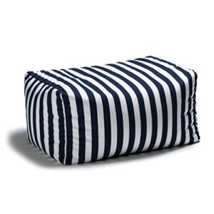 jaxx leon outdoor bean bag ottoman, navy stripes