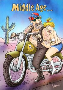 middle age bikers funny birthday card