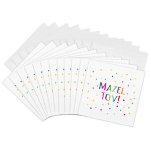 3drose greeting cards - mazel tov - congratulations or happy birthday colorful rainbow text - 12 pack - judaica