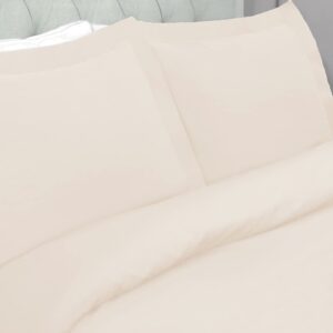 Superior Cotton Percale Duvet Cover Set, King/California King, Ivory, 3-Pieces