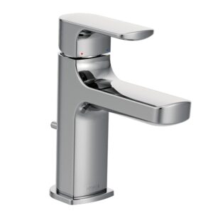 moen rizon chrome one-handle modern bathroom faucet with drain assembly, 6900