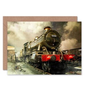 wee blue coo steam train colour photo birthday gift blank greetings card