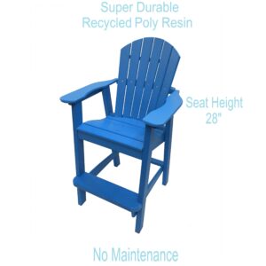 Phat Tommy Tall Adirondack Chair - HDPE Outdoor Furniture - Poly Adirondack Bar Stool - Heavy, Stress Free Furniture for Balcony, Deck, Patio, Front Porch, Blue