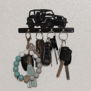 4x4 Rock Crawler Off Road Offroad Key Rack Holder Hanger Key Hooks - Four Hooks Installed - 6" Wide x 2 1/3" Tall x 3/16" Thick