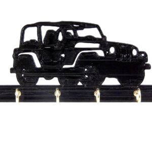 4x4 Rock Crawler Off Road Offroad Key Rack Holder Hanger Key Hooks - Four Hooks Installed - 6" Wide x 2 1/3" Tall x 3/16" Thick