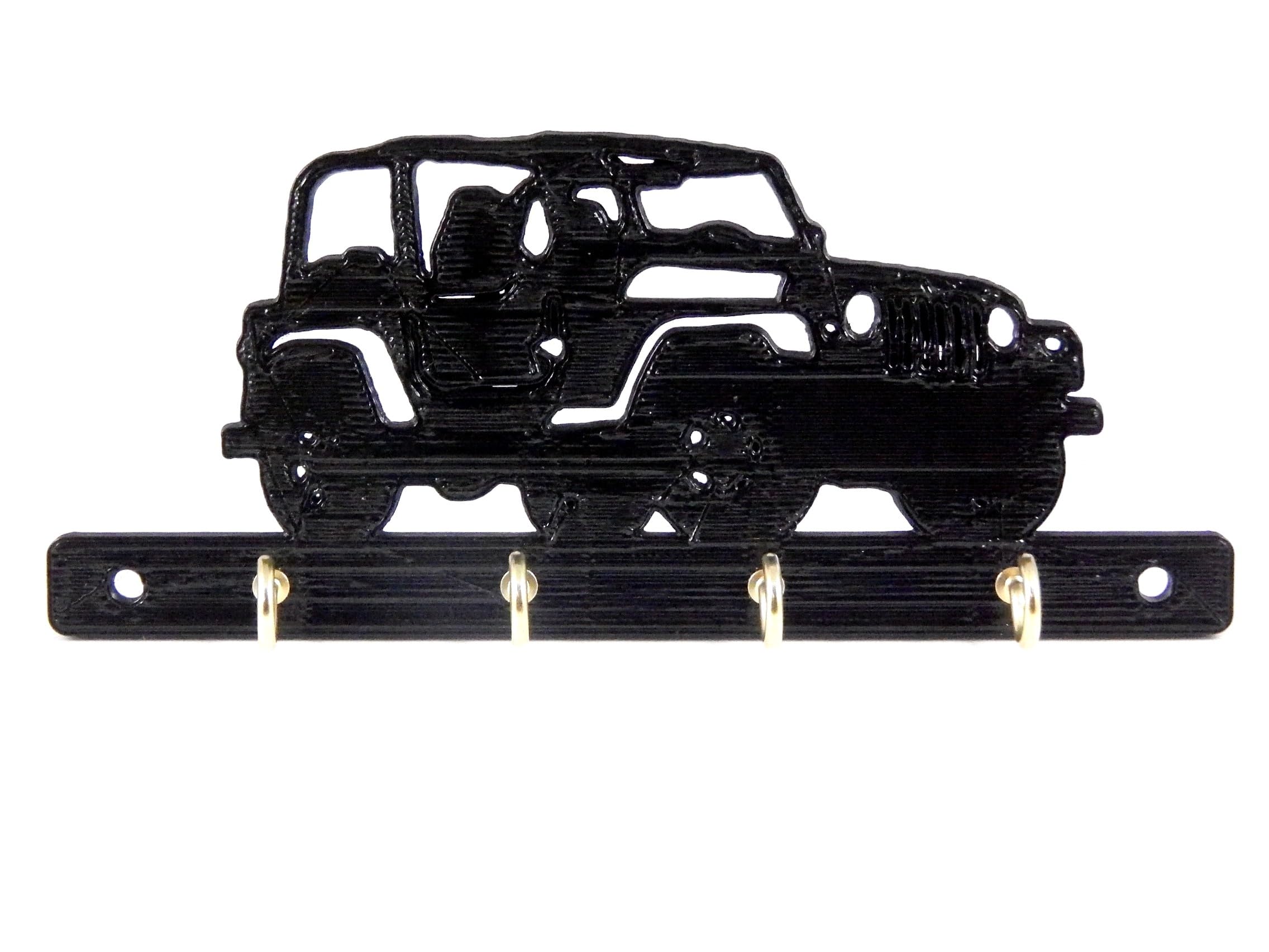 4x4 Rock Crawler Off Road Offroad Key Rack Holder Hanger Key Hooks - Four Hooks Installed - 6" Wide x 2 1/3" Tall x 3/16" Thick