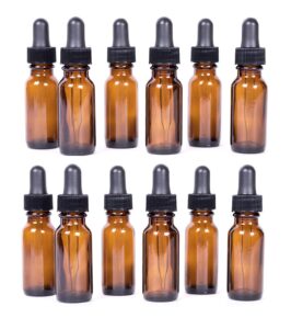 12, amber,15 ml (1/2 oz) glass bottles, with glass eye dropper by premium vials