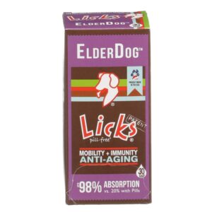 licks pill free elderdog - older dog vitamins and supplements - joint & immune support supplements for dogs - dog coat & digestion supplement for senior dogs - gel packets - roasted chicken, 30 use