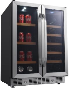 edgestar cwb1760fd 24 inch built-in wine and beverage cooler with french doors