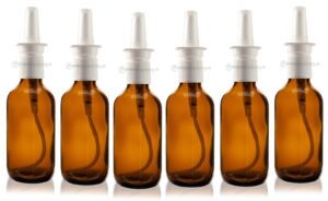 2 oz amber boston round glass bottle - w/nasal sprayer - pack of 6