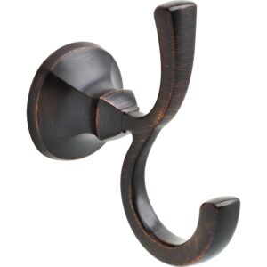 delta faucet 76435-rb ashlyn double towel hook, spotshield venetian bronze