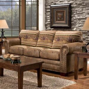 american furniture classics model 8505-40 wild horses sleeper sofa sofabed, queen, brown