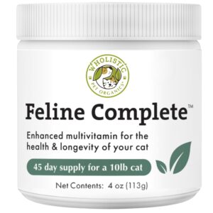 wholistic pet organics feline complete - 4 oz - multivitamin & probiotic powder for cats - natural cat food & digestive support