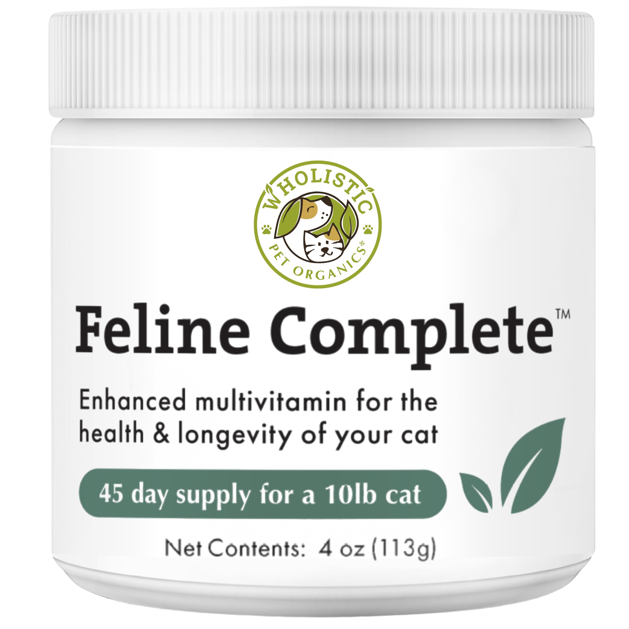 Wholistic Pet Organics Feline Complete - 4 Oz - Multivitamin & Probiotic Powder for Cats - Natural Cat Food & Digestive Support