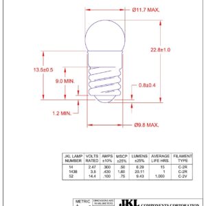 G-3 1/2 Screw Base Lamp 14.4V - 52 Bulb - Pack of 100