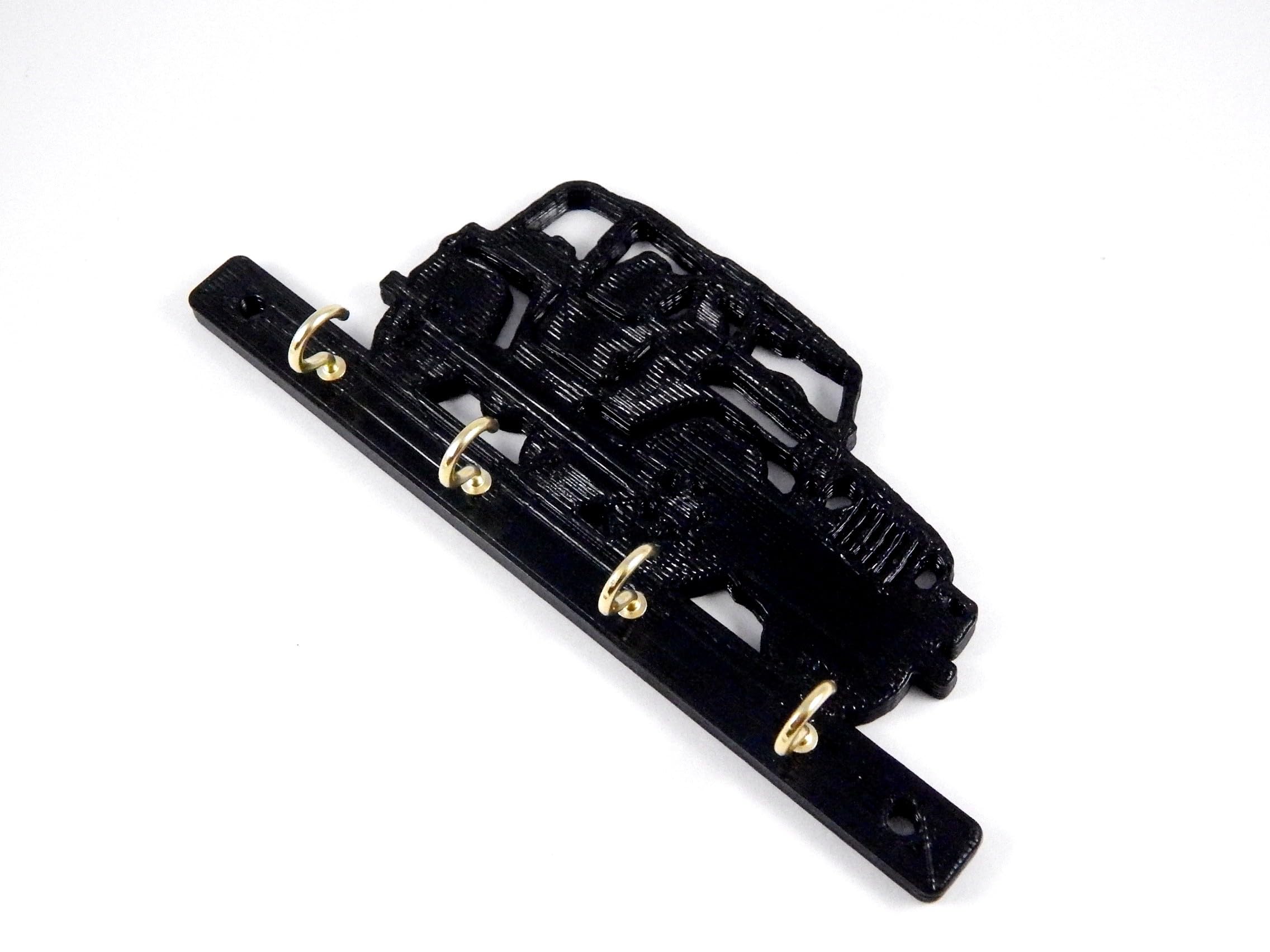 4x4 Rock Crawler Off Road Offroad Key Rack Holder Hanger Key Hooks - Four Hooks Installed - 6" Wide x 2 1/3" Tall x 3/16" Thick