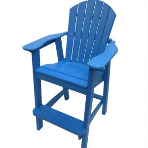 Phat Tommy Tall Adirondack Chair - HDPE Outdoor Furniture - Poly Adirondack Bar Stool - Heavy, Stress Free Furniture for Balcony, Deck, Patio, Front Porch, Blue