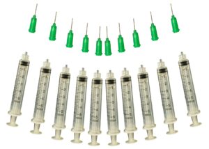 creative hobbies® glue applicator syringe for flatback rhinestones & hobby crafts, 5 ml with 21 gauge green precision tip - value pack of 10