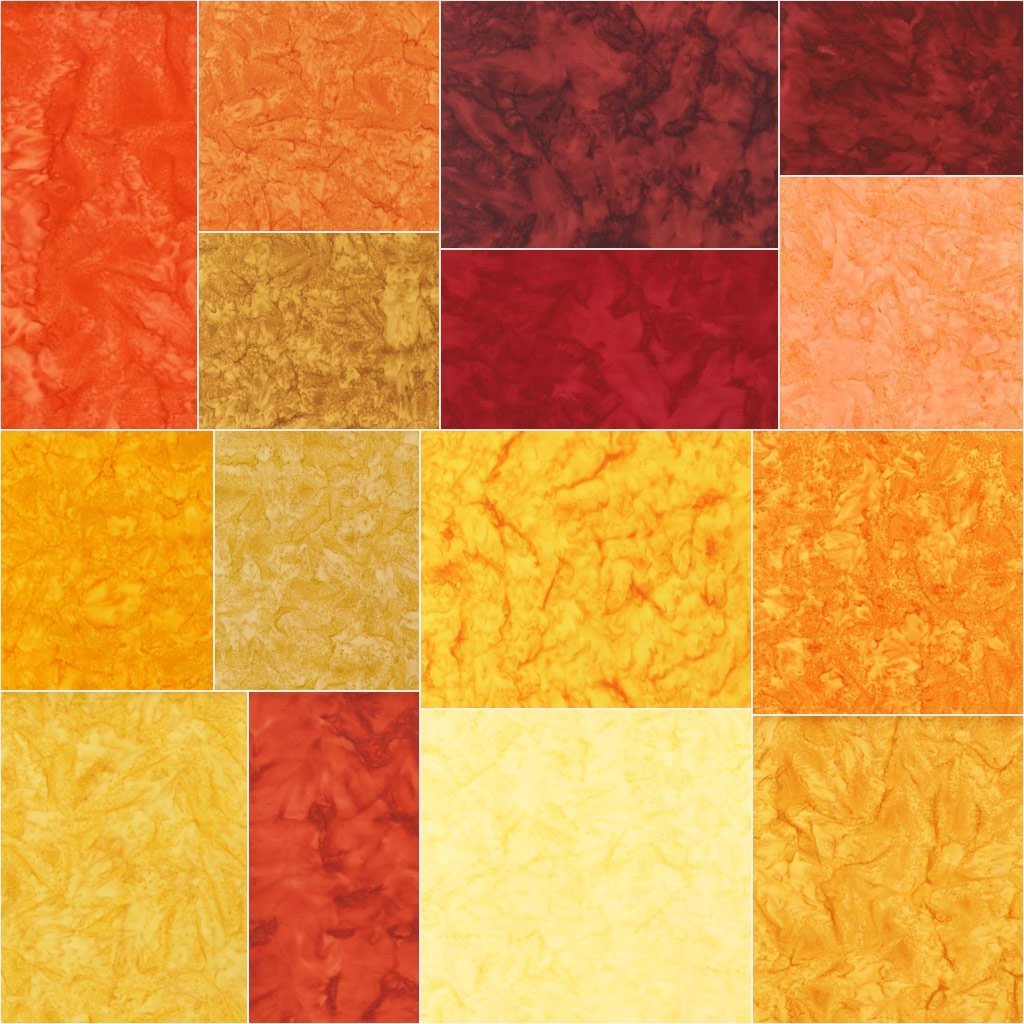 Lunn Studios PRISMA DYES LAVA FLOW BATIKS Fat Quarter Bundle 15 Precut Cotton Fabric Quilting FQs Assortment Robert Kaufman FQ-831-15